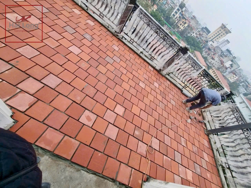 Gạch lát sân thượng 300x300 (mm) - Gạch đỏ lát sân Hải Long Bát Tràng